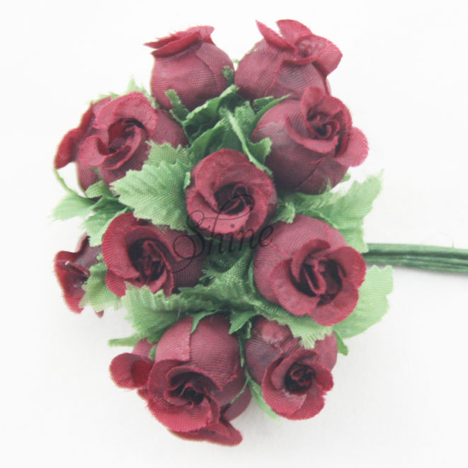Bunch of Small Rosebuds Burgundy – Shine Trimmings & Fabrics