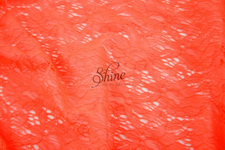 Fluro Stretch Floral Lace Fluro Orange – Shine Trimmings & Fabrics