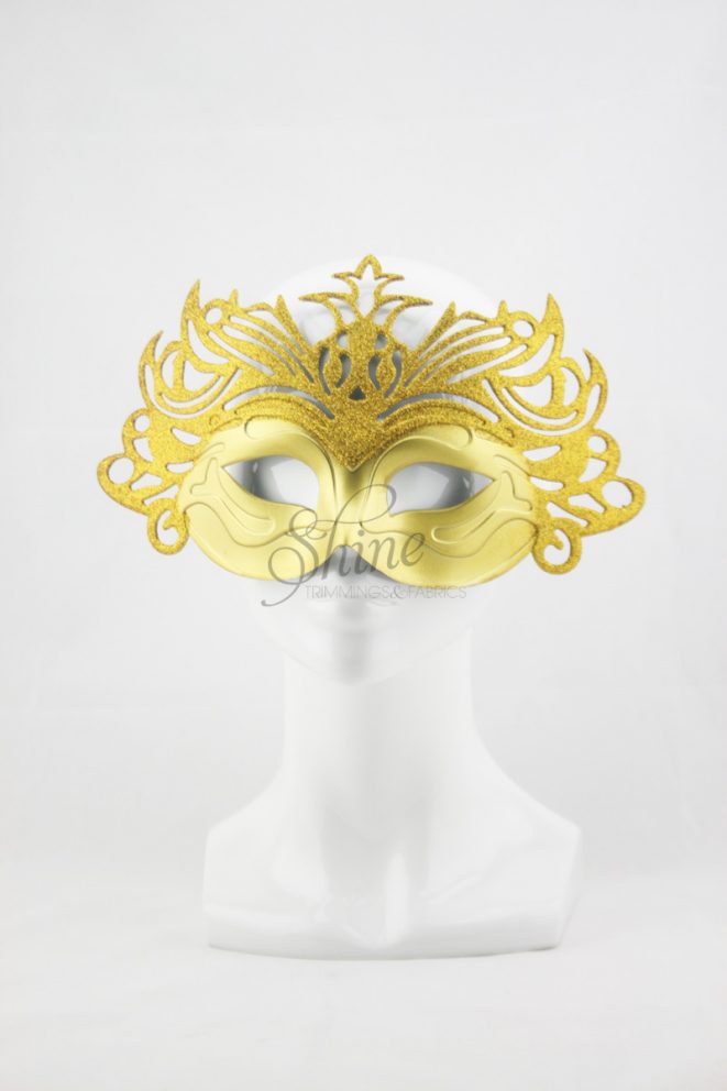 Gold Glitter Plastic Mask | Shine Trimmings & Fabrics