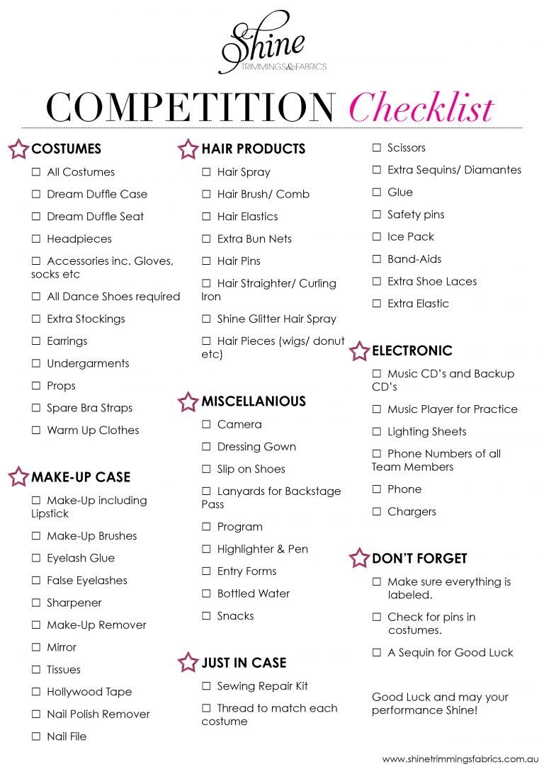 56 Things to Take to a Dancing Competition | Shine Trimmings & Fabrics