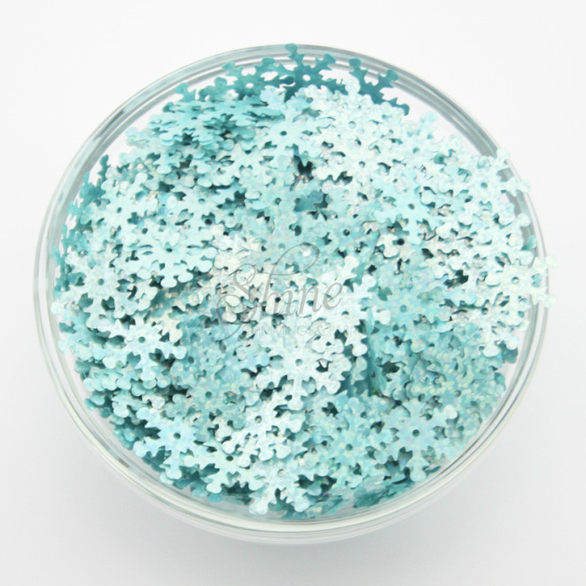 Snowflake Sequin Shape Aqua Sparkle – Shine Trimmings & Fabrics