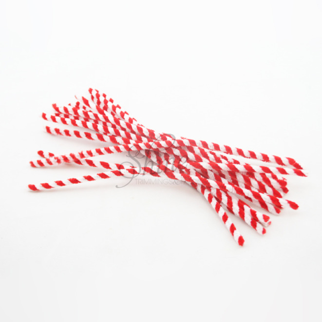 Candy Stripe Chenille Sticks/Pipe Cleaners (25 Pack) – Shine Trimmings ...