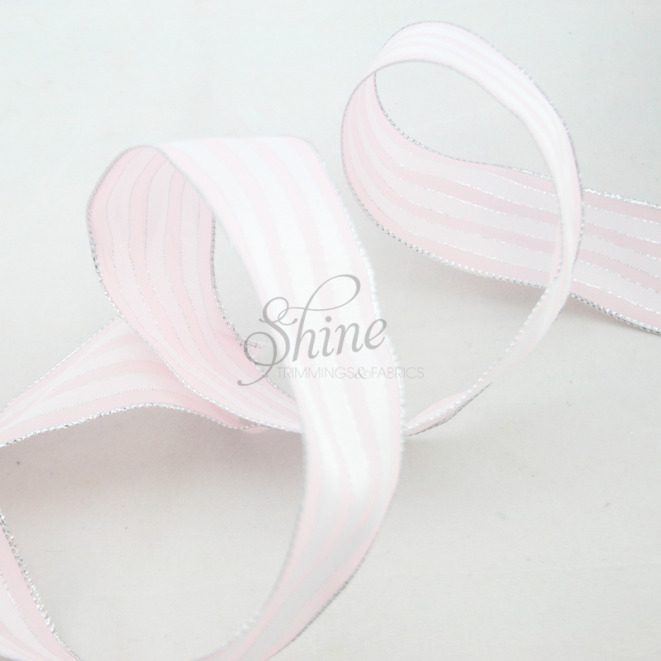 Pale Pink Stripe Ribbon with Wire Edge – Shine Trimmings & Fabrics