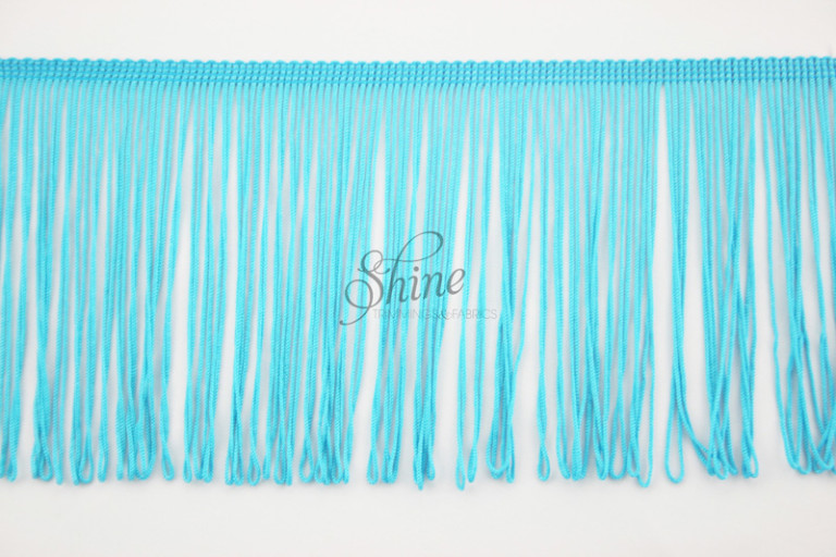 Stretch Looped Fringe 6″ Aqua – Shine Trimmings & Fabrics