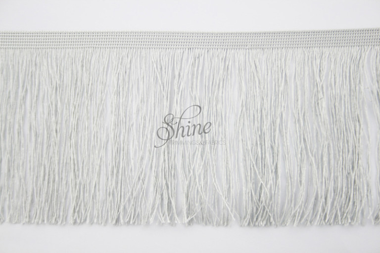 Sash Fringe 12″ Silver Grey | Shine Trimmings & Fabrics