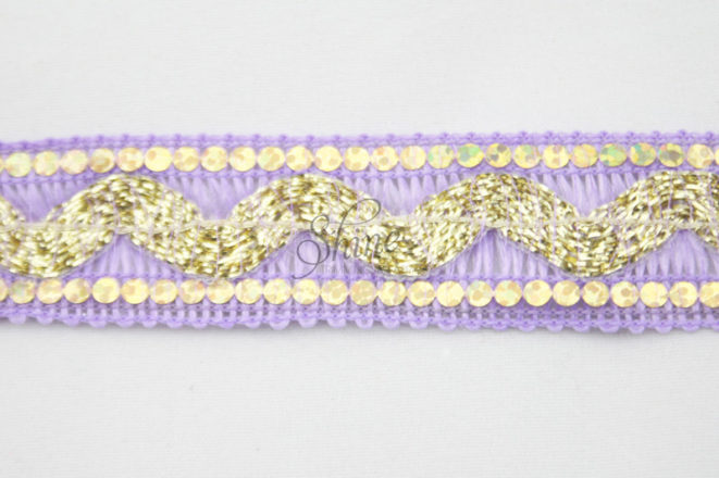 Indian Trim with Metallic Ric Rac Pattern Lilac | Shine Trimmings & Fabrics