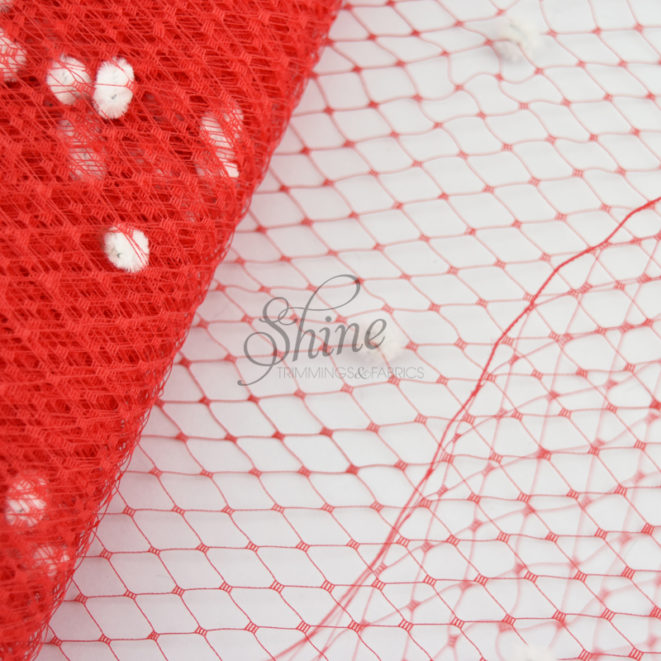 Spotted Hat Veiling Red/White Spot – Shine Trimmings & Fabrics