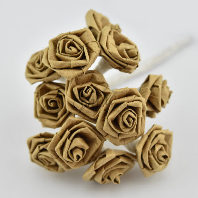 Bunch of Large Paper Ribbon Roses Tan | Shine Trimmings & Fabrics
