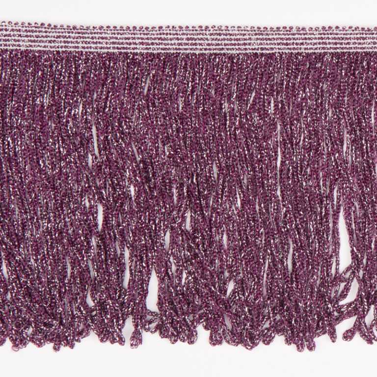 Metallic Stretch Looped Fringe 6″ Purple/Silver – Shine Trimmings & Fabrics