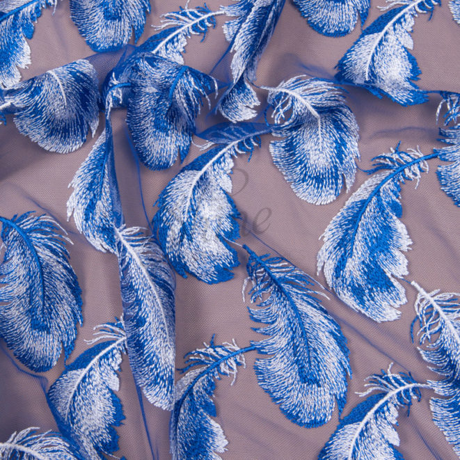 Royal Mesh with White Embroidered Feathers – Shine Trimmings & Fabrics
