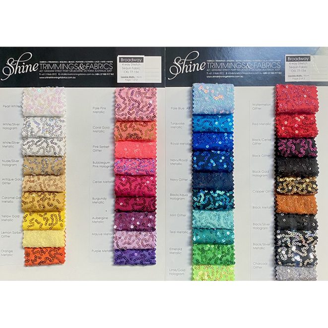 Broadway Sequin Fabric Sample Cards – Shine Trimmings & Fabrics