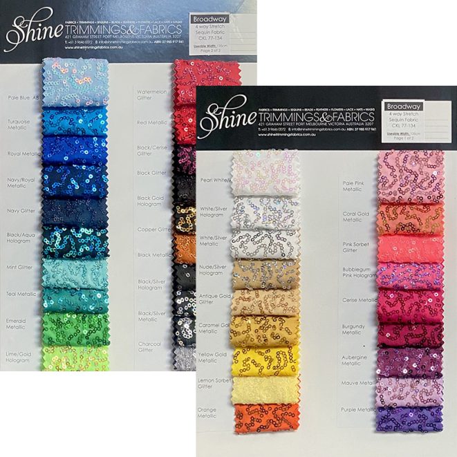 Specialty Sequin Fabric Sample Cards | Shine Trimmings & Fabrics