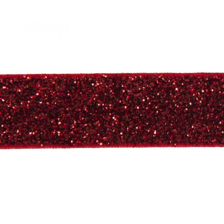 Stretch Glitter Elastic Trim – Red 10mm | Shine Trimmings & Fabrics