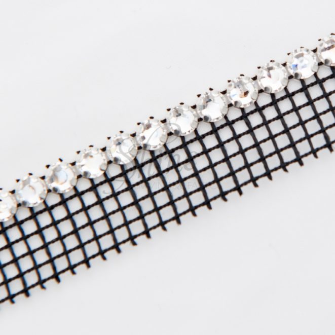 Swarovski Diamante Trimming – Single Row (5mm) Silver/Crystal – Black ...