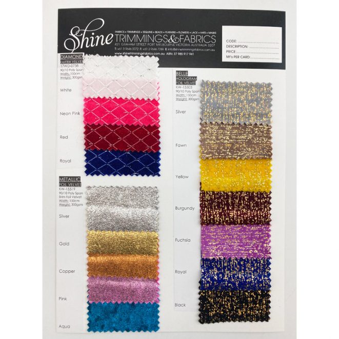 Specialty Sequin Fabric Sample Cards | Shine Trimmings & Fabrics
