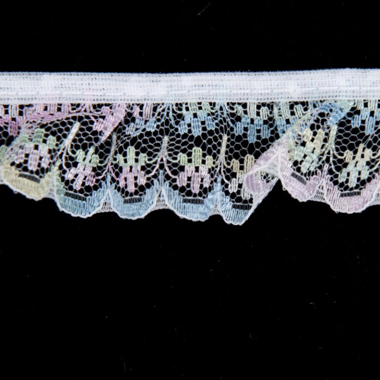 Gathered Nylon Lace Trim 133 Multi – Shine Trimmings & Fabrics
