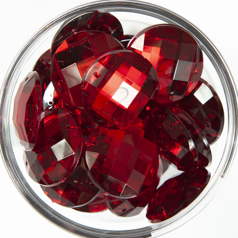Plastic Red Sew On Stones Round 30mm | Shine Trimmings & Fabrics