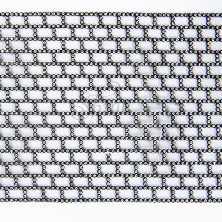Diamante Fixed Mesh Trim – Rectangular Brick Pattern – Black/Crystal ...