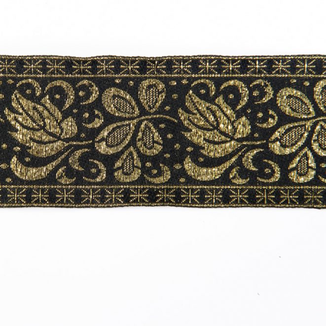 Indian Trim – Black with Metallic Gold Design – Shine Trimmings & Fabrics