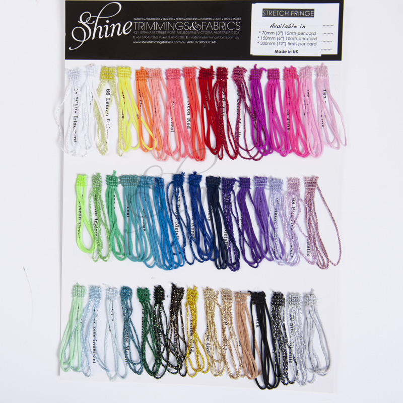 Stretch Fringe Sample Cards | Shine Trimmings & Fabrics