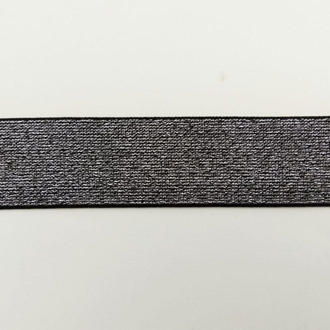 Metallic Belting Elastic Silver On Black – Shine Trimmings & Fabrics