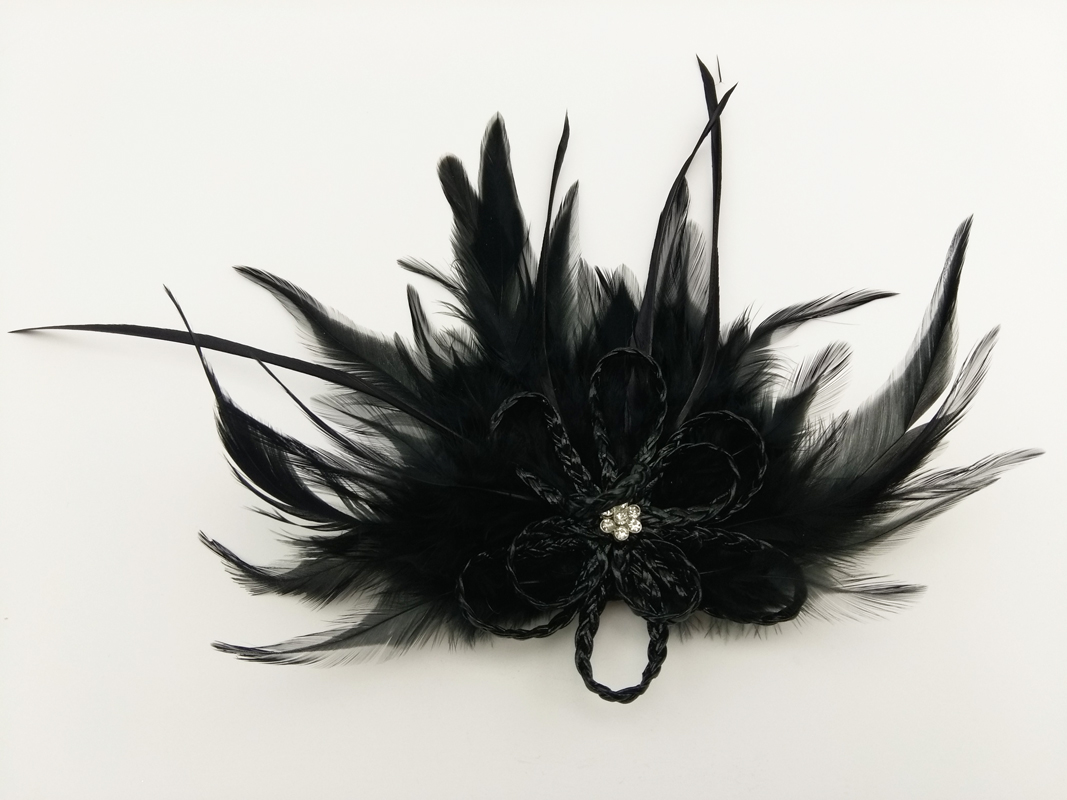 Feather Pad with Diamante Pin Black – Shine Trimmings & Fabrics