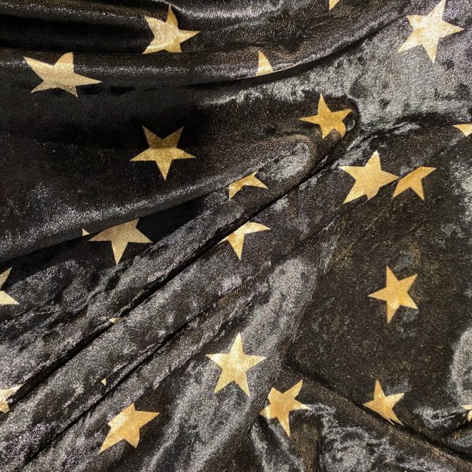 Stretch Velvet Stars – Brown/Gold – Shine Trimmings & Fabrics