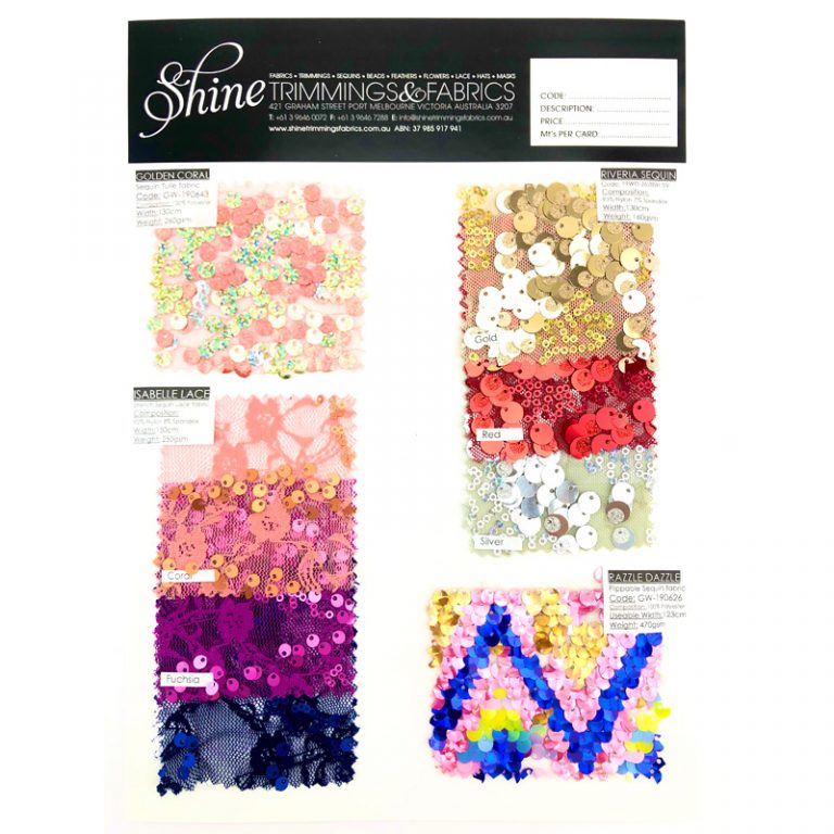 Dreamy Sequin Tulle Sample Card – Shine Trimmings & Fabrics