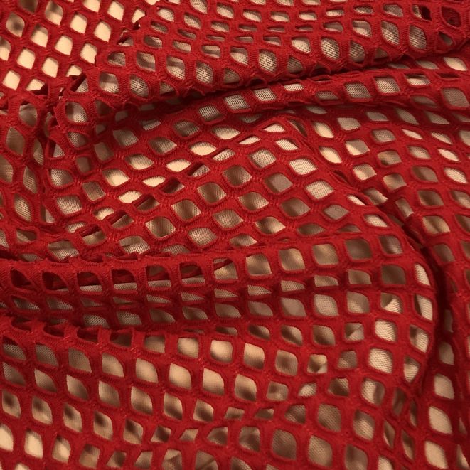 Large Hole Fishnet – Red – 4 Way Stretch – Shine Trimmings & Fabrics
