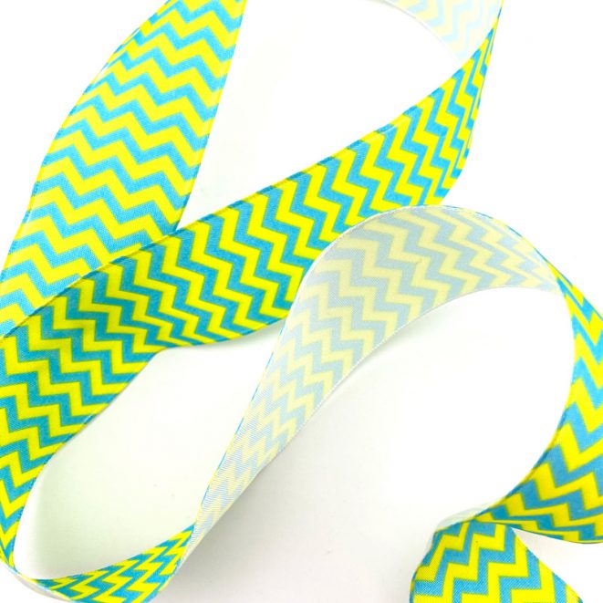 Chevron Wire Edge Ribbon Aqua/Citron – Shine Trimmings & Fabrics