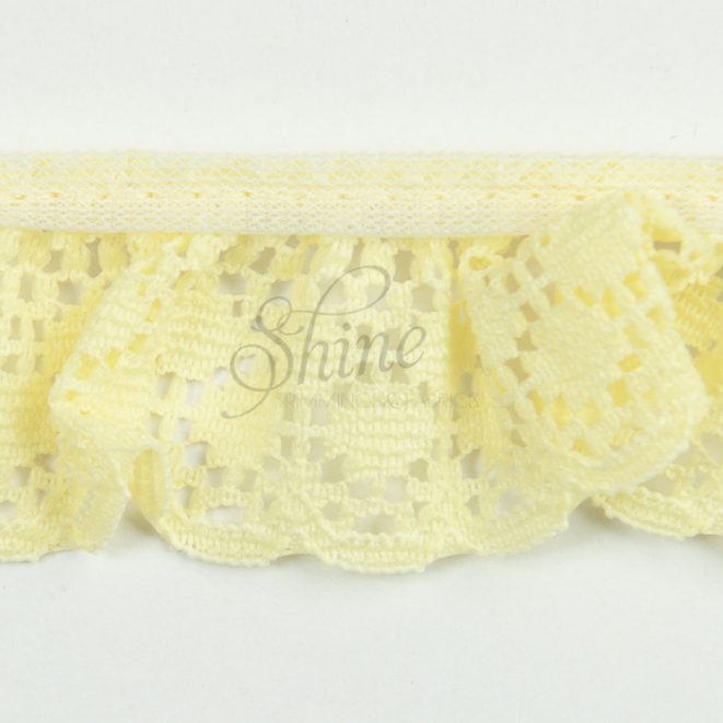 Gathered Nylon Lace Trimming 170 – Yellow – Shine Trimmings & Fabrics
