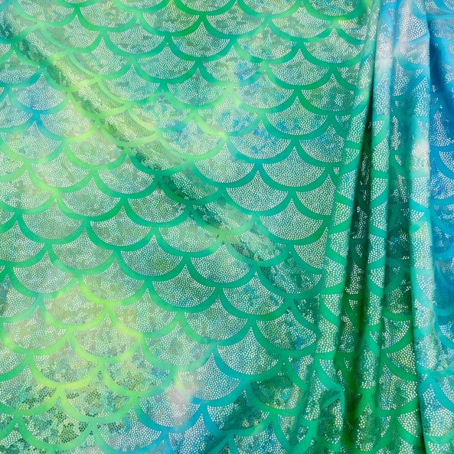 Large Mermaid Tie Dye Hologram Foil Print – Blue/Green – Shine ...