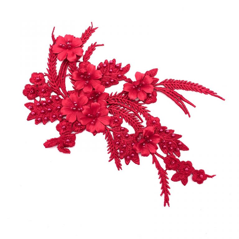 Audrey 3D Lace Motif Pair H0106 – Red – Shine Trimmings & Fabrics