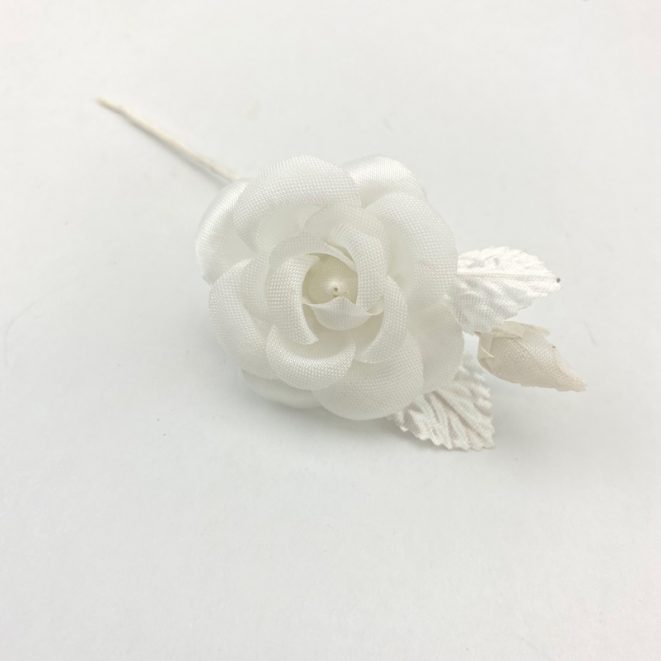 Small Rosette with Wire Stem White/White – Shine Trimmings & Fabrics