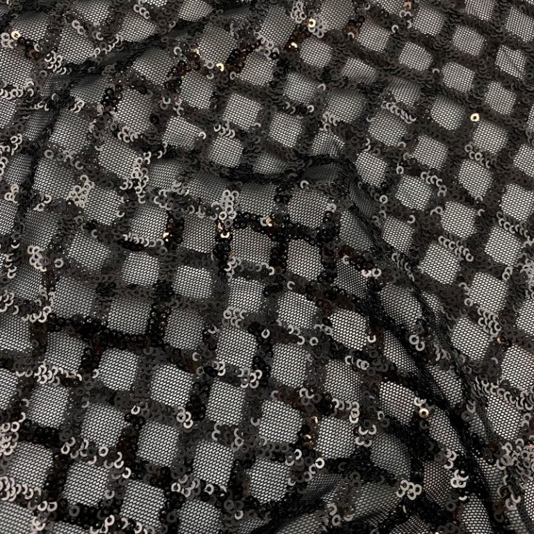 Sequin Diamond Stretch Mesh Black/Black – Shine Trimmings & Fabrics