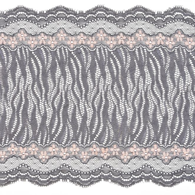 Stretch Lace Trimming 69756 – Grey/Apricot – Shine Trimmings & Fabrics