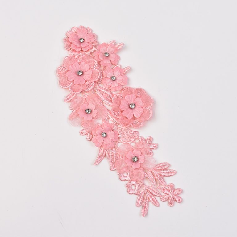 Zoe 3D Lace Motif Pair – H0006 – Pink – Shine Trimmings & Fabrics