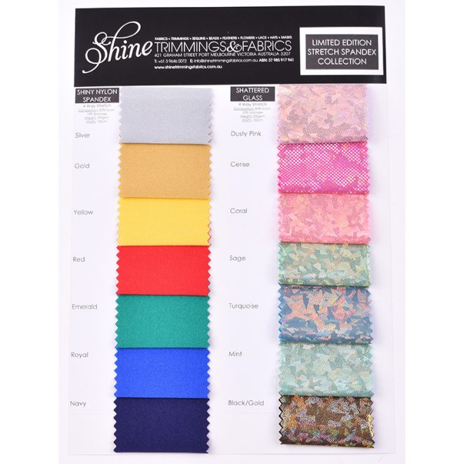 Limited Edition Stretch Spandex Collection Sample Card – Shine ...