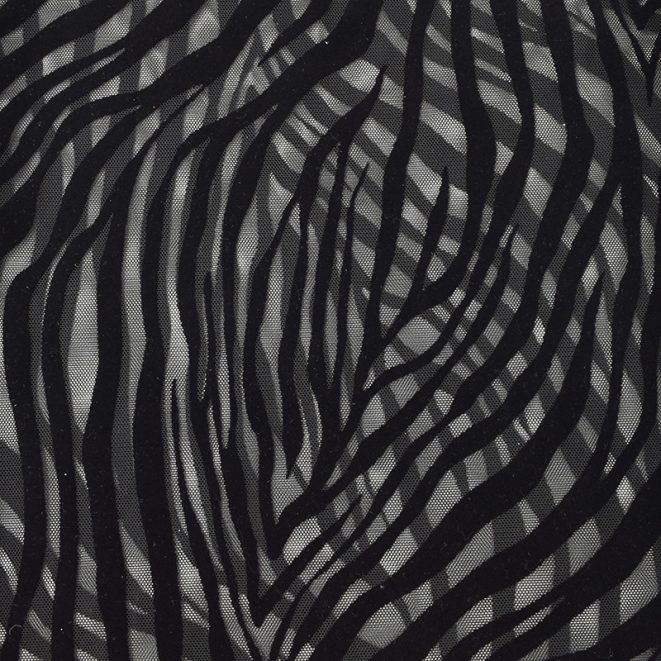 Zebra Flocked Stretch Mesh Black – Shine Trimmings & Fabrics