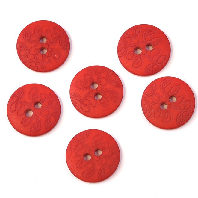 Floral Engraved Button Red – Shine Trimmings & Fabrics