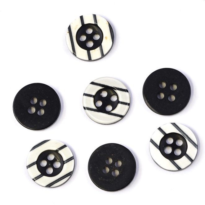 Black/White Stripe Button – Shine Trimmings & Fabrics