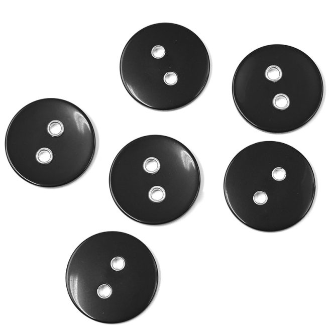 Round Button with Silver Eyelets Black – Shine Trimmings & Fabrics