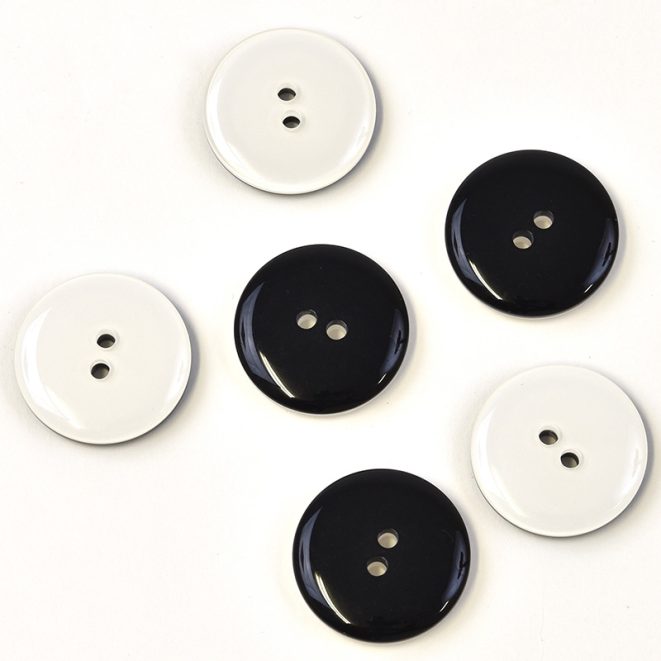 Double Sided Button Black/White – Shine Trimmings & Fabrics