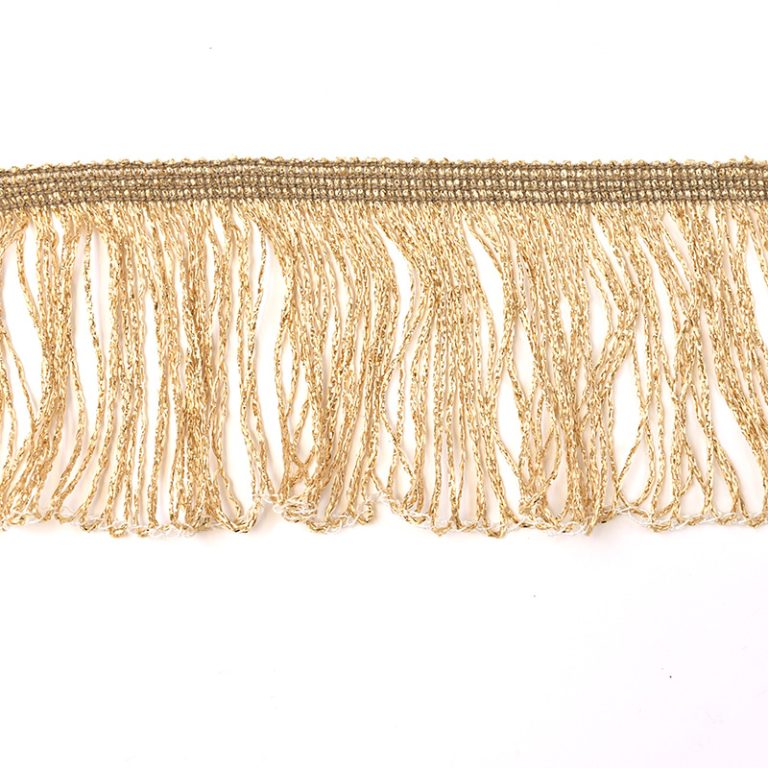 Stretch Fringe – Antique Gold – Shine Trimmings & Fabrics