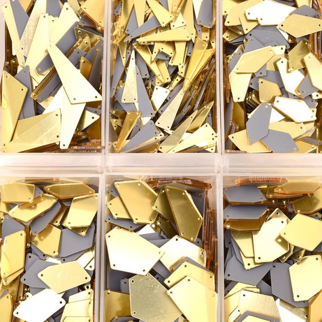 Sew-On Acrylic Mirror Pieces – Gold – Shine Trimmings & Fabrics