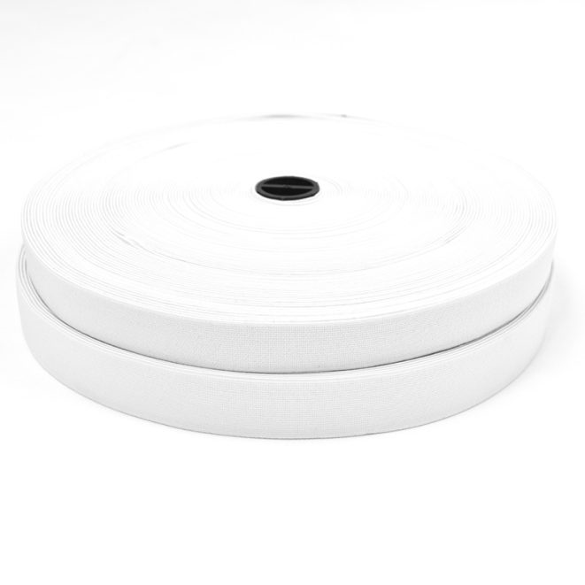 Non Roll Woven Elastic – White – Full Roll – Shine Trimmings & Fabrics